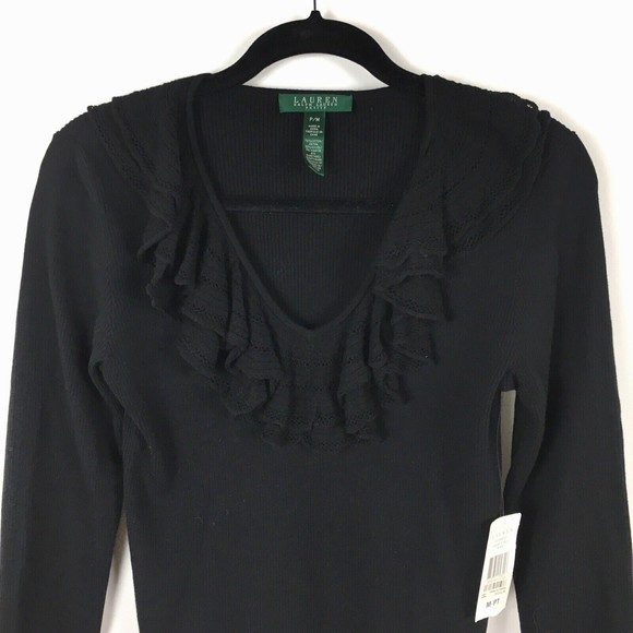 Lauren Ralph Lauren | Sweaters | Nwt Lauren Ralph Lauren Black Ruffled ...